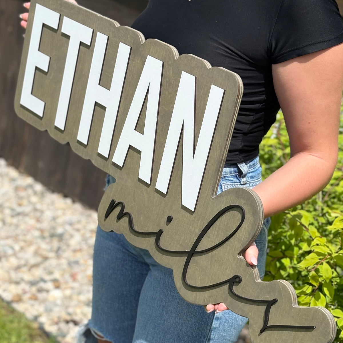 Layered Personalized Cutout Boys Nursery Name Sign For Above Crib Sign ...
