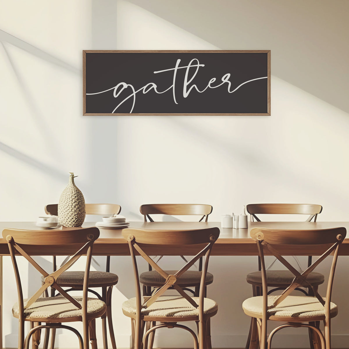 Framed Gather Sign For Dining Room – Linden Fields